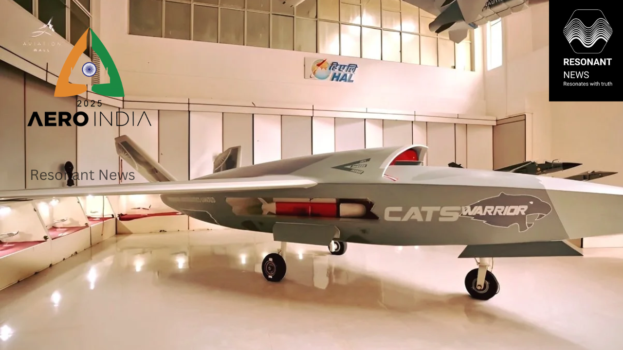 India’s CATS WARRIOR Autonomous Wingman Drone at Display During Aero ...